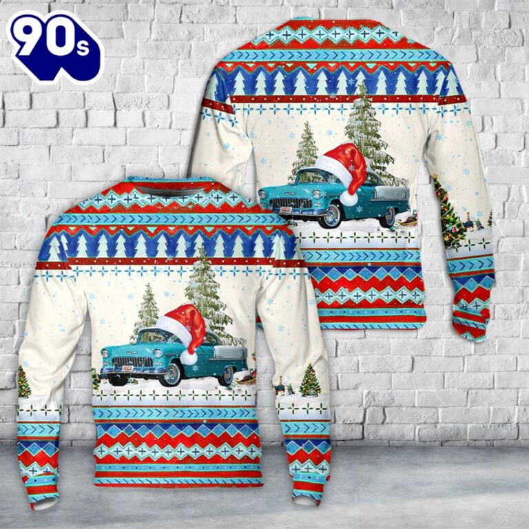 1955 Chevrolet Bel Air George Jones Christmas Sweater - Musicdope90s
