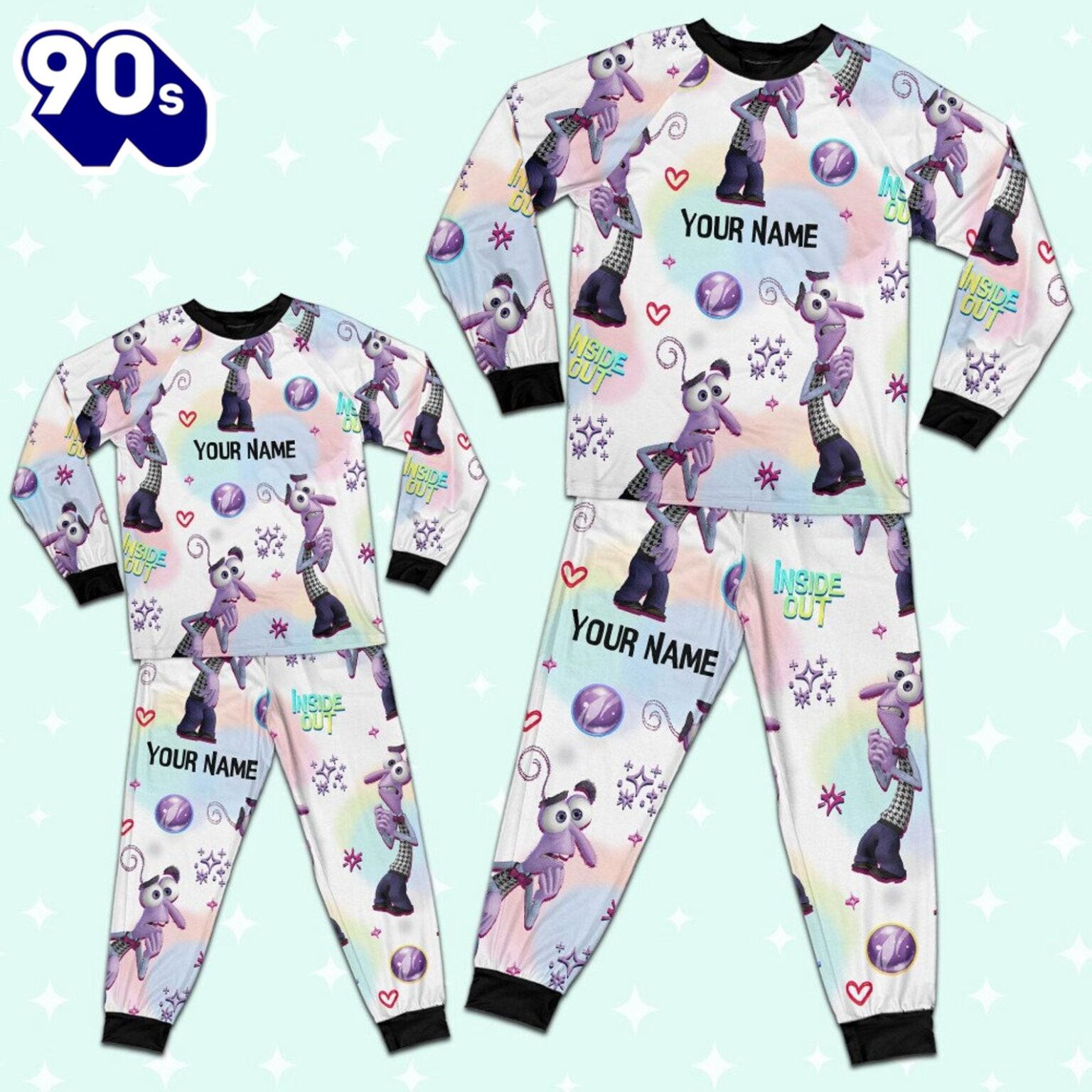 Custom Disney Inside Out Fear Purple Color Pajamas Set - Movie Cartoon ...