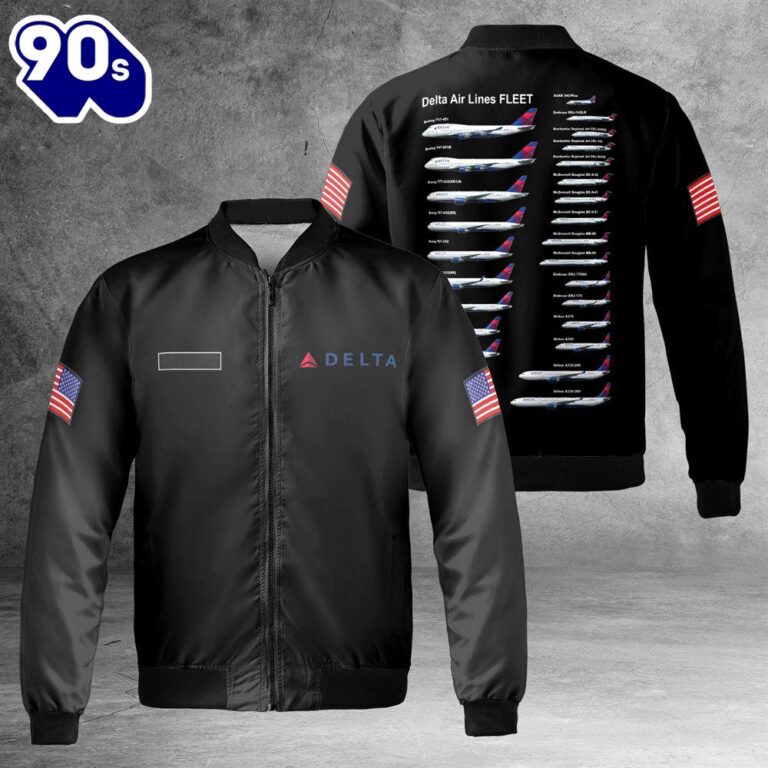 Delta Air Lines Boeing 757-232 AOP Fleece Bomber Jacket - Musicdope90s