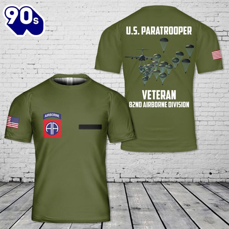 Custom Name US Army Paratroopers With The 82nd Airborne Division Parachute Veteran T-Shirt 3D ...