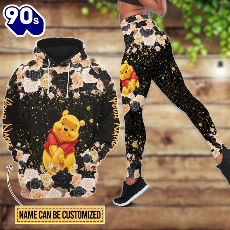 Customizable Winnie The Pooh Glitter Hoodie And Leggings Set - Musicdope90s